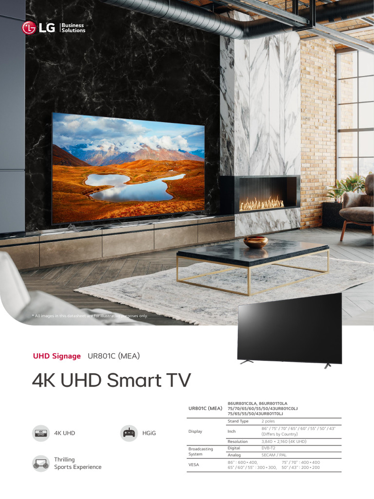 UR801C (MEA) - Datasheet (Low) - LG Commercial TV - 230908 | PDF ...