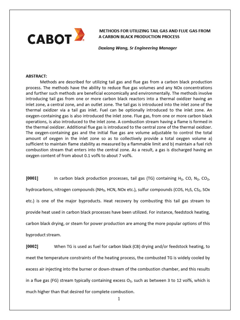 Tail Gas Utilization in Carbon Black Production | PDF | Combustion | N Ox