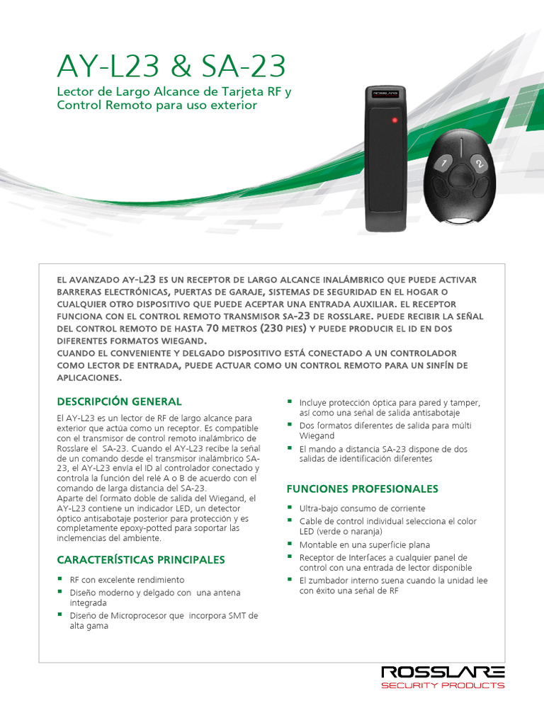 AY L23 SA 23 Datasheet v01 290713 Spanish A4 | PDF | Control remoto ...