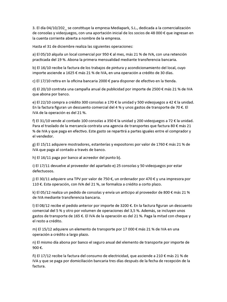 Ejercicio Global | Descargar gratis PDF | Bancos | Impuesto al valor agregado