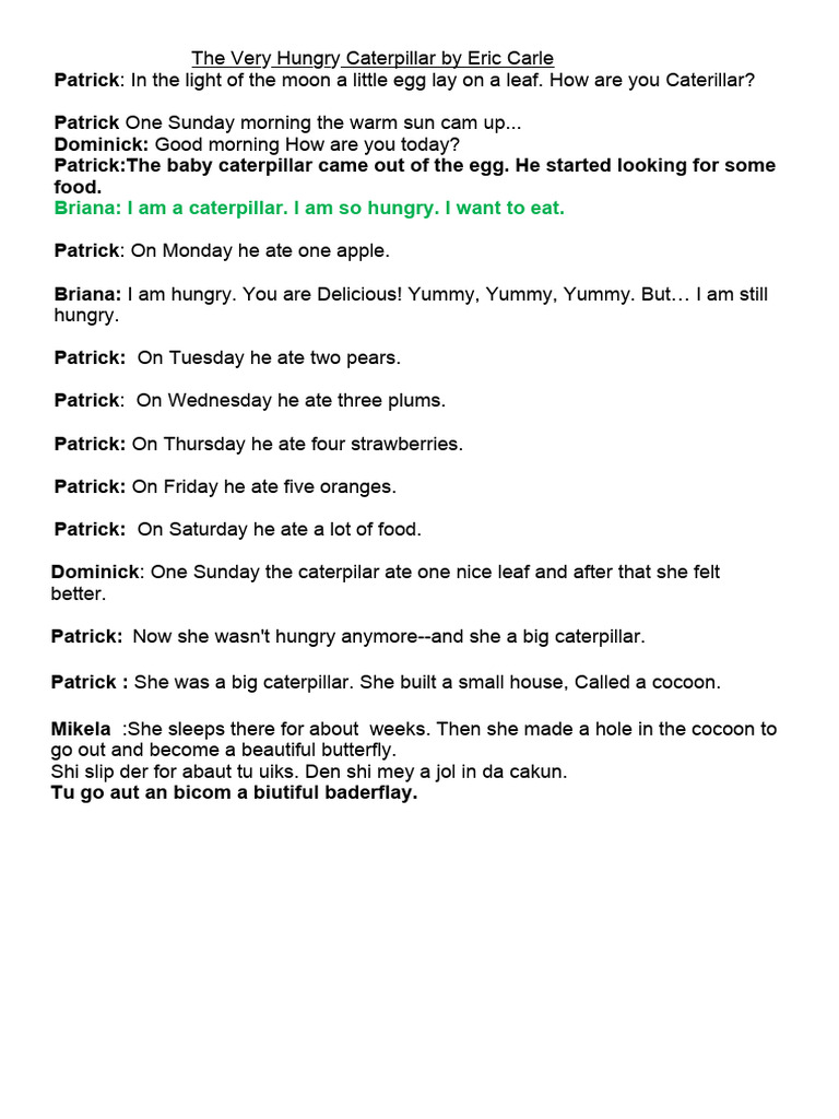 The Very Hungry Caterpillar by Eric Carle | PDF