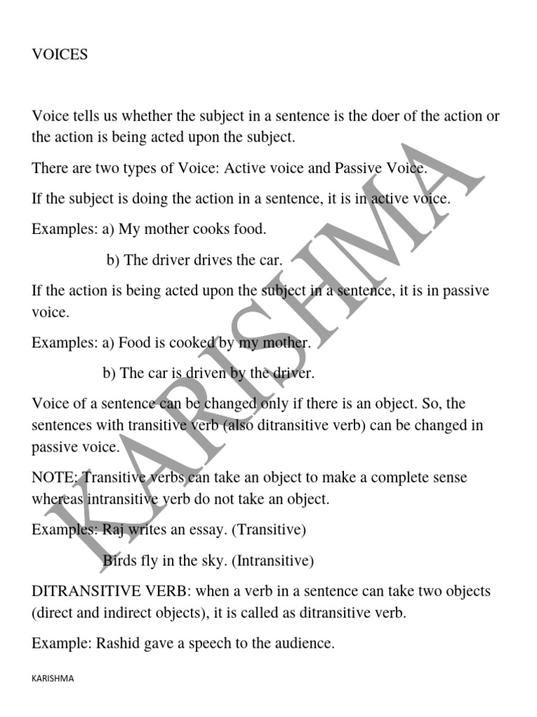 Voices | PDF | Verb | Subject (Grammar)