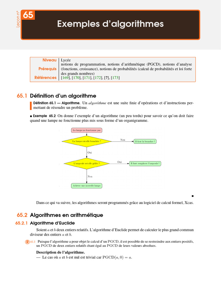 Exemples d'algorithmes mathématiques | PDF | Entier naturel | Nombre premier