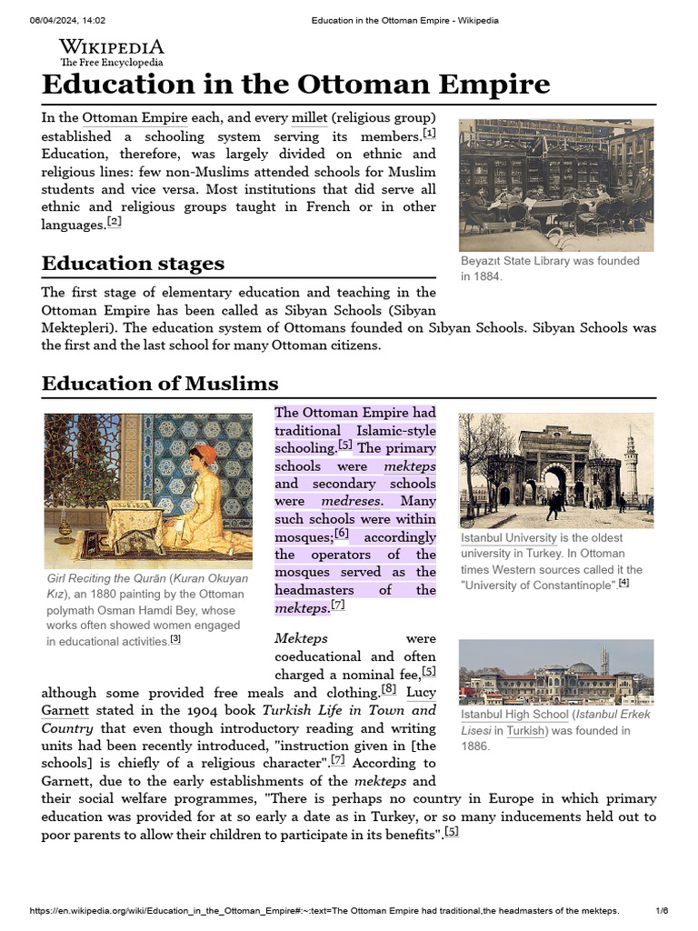 Education in The Ottoman Empire - Wikipedia | PDF | Ottoman Empire