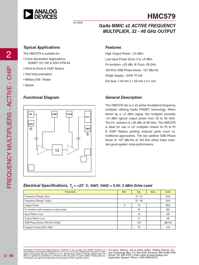 HMC 579 | PDF | Electrical Engineering | Electronics