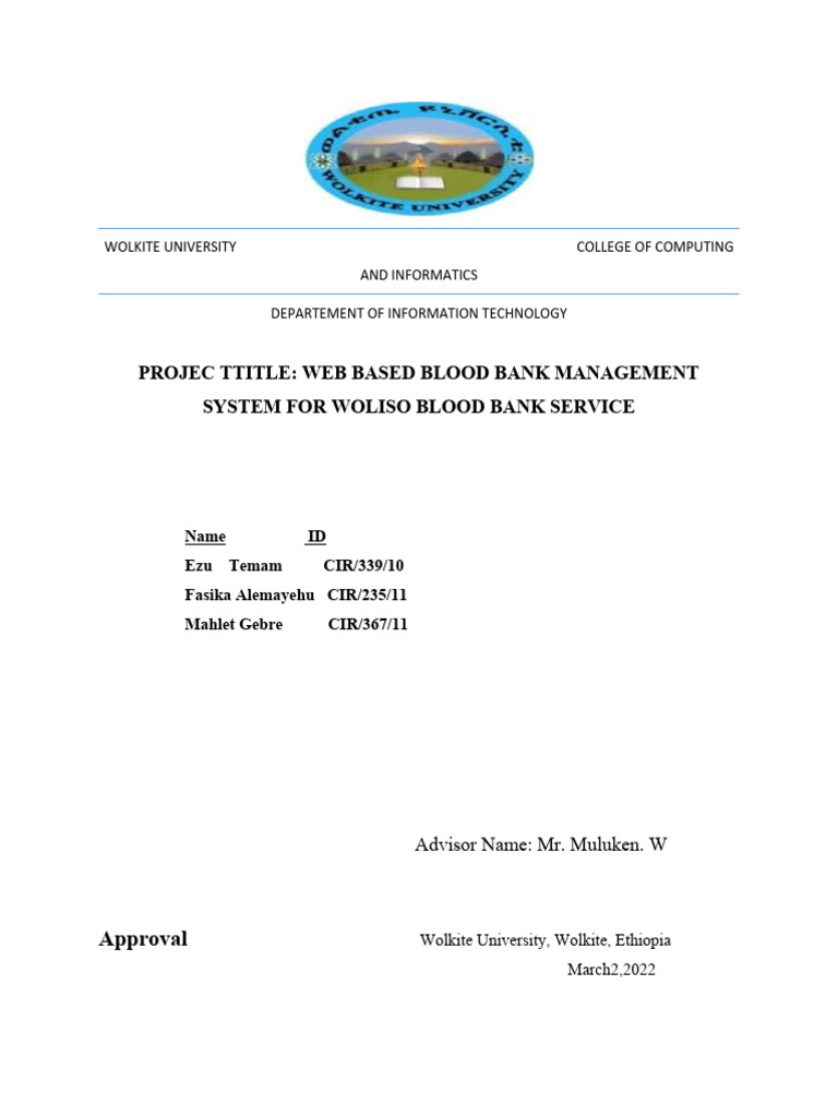 Web Based Blood Bank Management Project Documenttation | PDF | Blood ...
