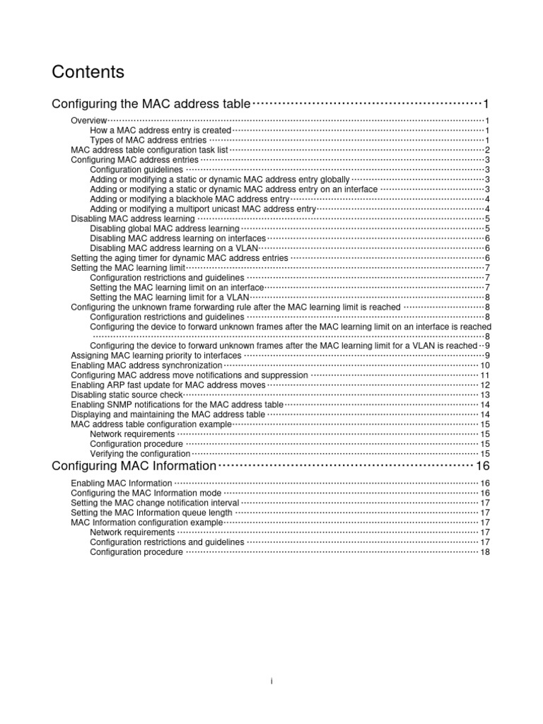 05 Mac Address Table Configuration Pdf Network Switch Computer