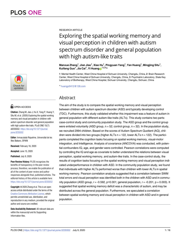 File | PDF | Working Memory | Autism Spectrum
