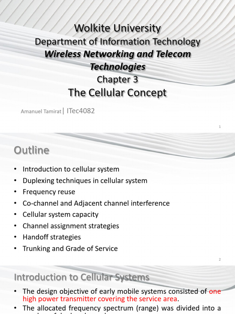 Wireless Networking and Telecom Technology Chapter 3 | PDF | Cellular Network | Duplex ...