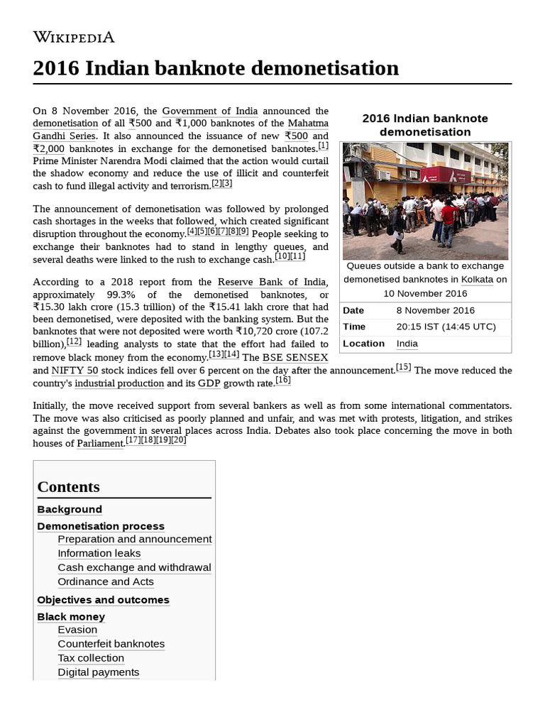 2016 Indian Banknote Demonetisation | PDF | Money | Economies