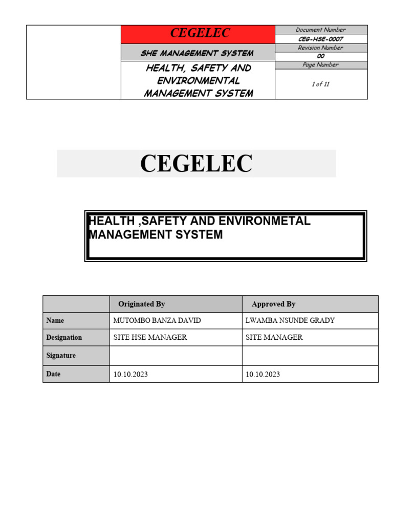 Cegelec She Management System | PDF | Risk | Audit