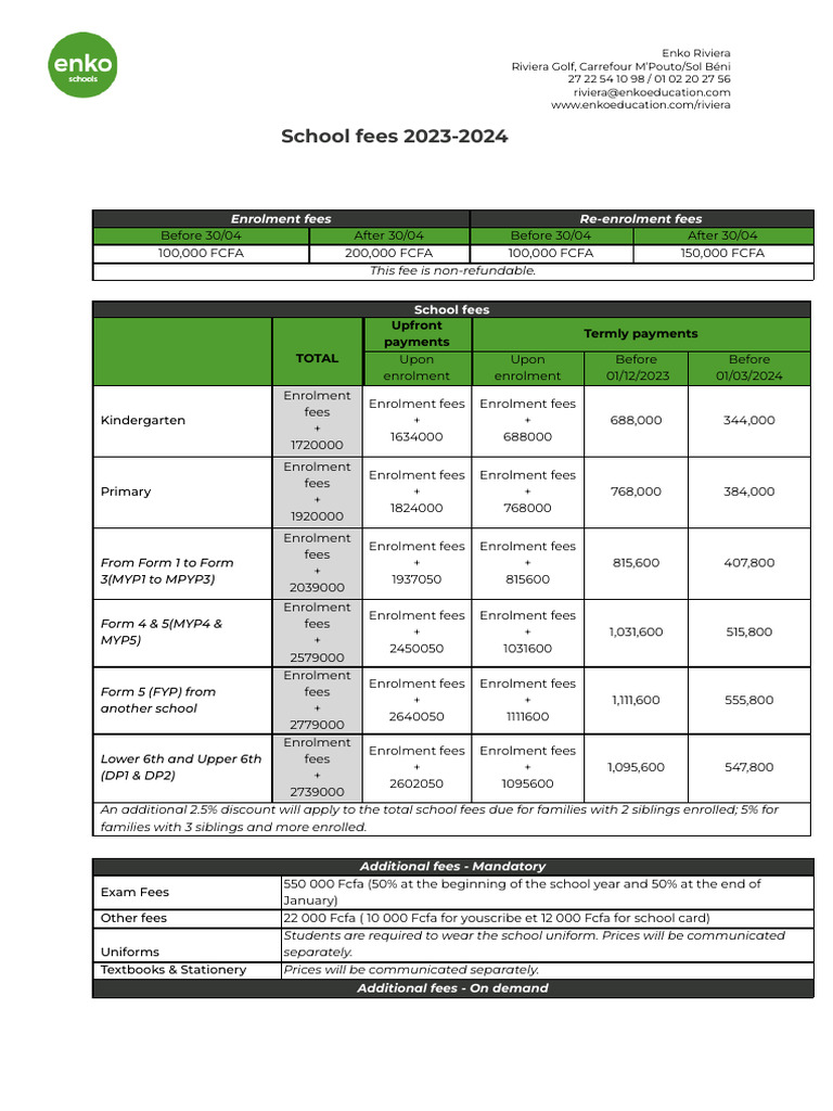 Enko Riviera Fees Sheet en 20230130 3 | PDF | Financial Services | Money