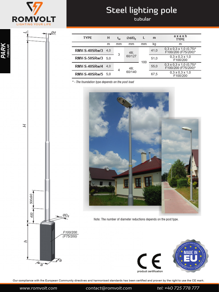 Romvolt Steel Lighting Poles Specifications | PDF | Production And ...