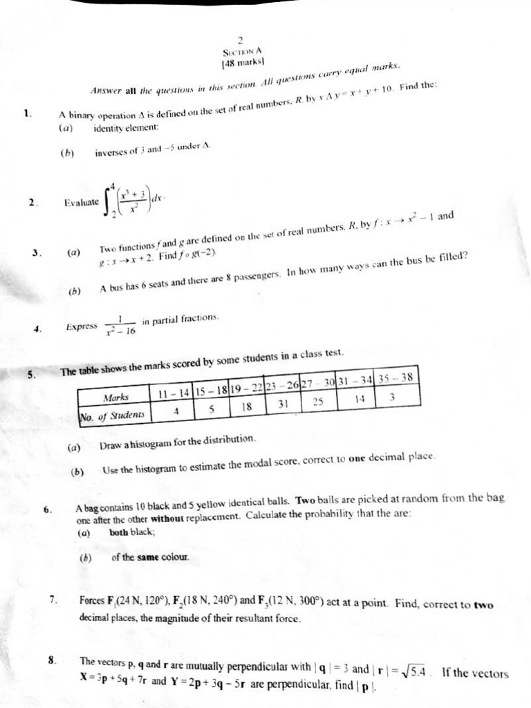 2020 Wassce Elective Maths Paper 2 Set 1 | PDF