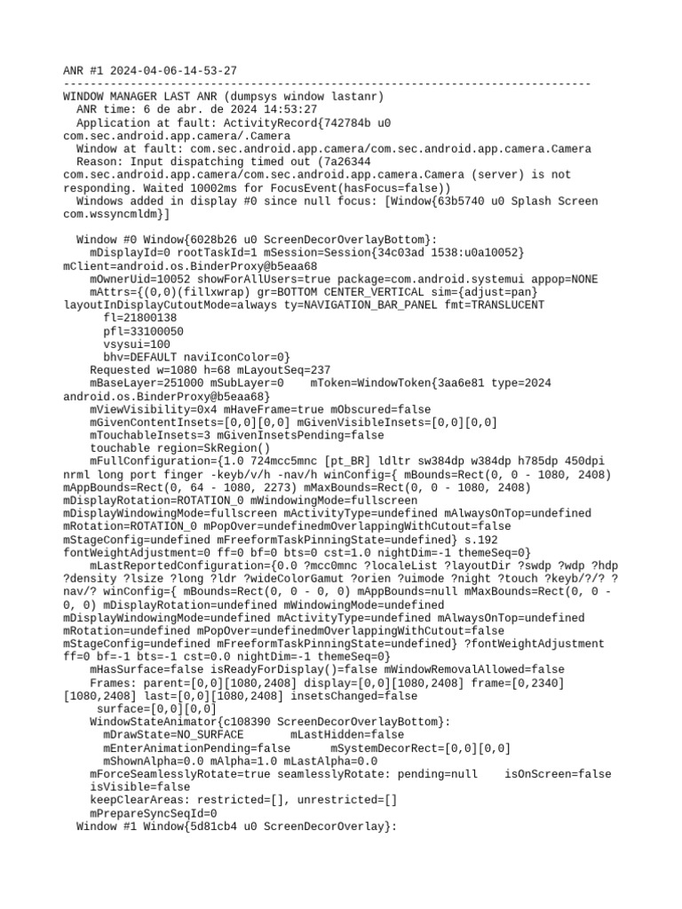Dumpsys ANR WindowManager | PDF | Mobile Computers | Personal Digital Assistant