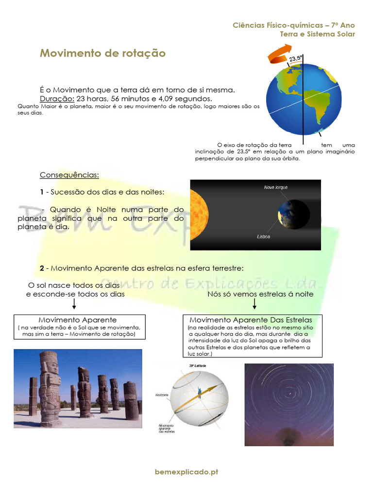 Movimentos da Terra e Lua: 7º Ano | PDF | Terra | Eclipse