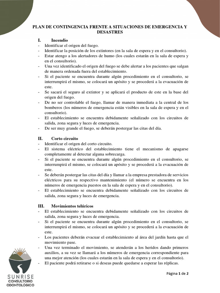 Plan de Contingencia Frente A Situaciones de Emergencia y Desastres | PDF | Peligros