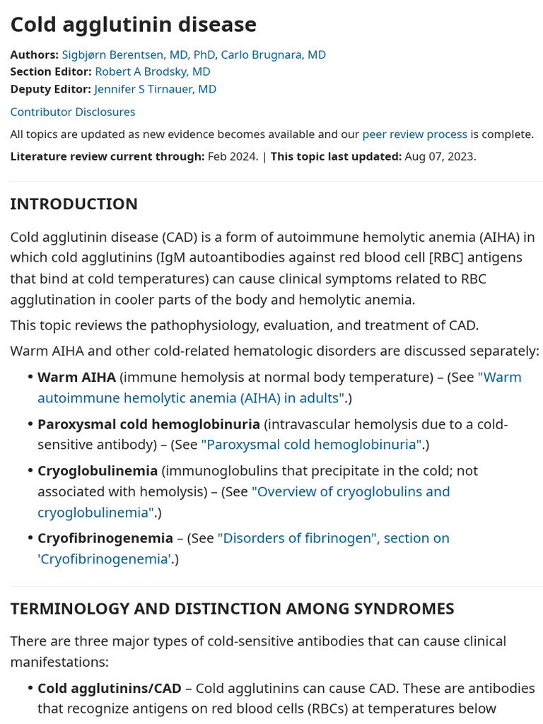 Cold Agglutinin Disease | PDF | Medicine | Vertebrates