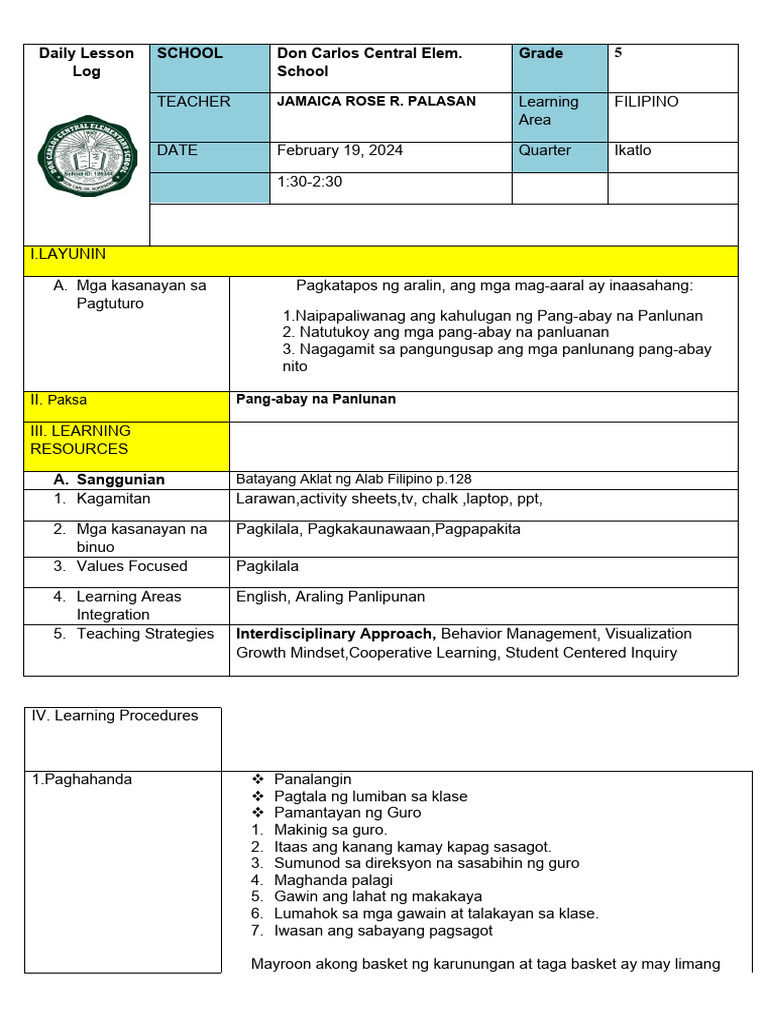 FILIPINO 5 DLP | PDF
