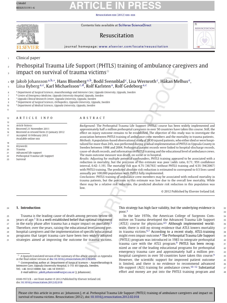 Prehospital Trauma Life Support PHTLS TR | PDF | Emergency Medical ...