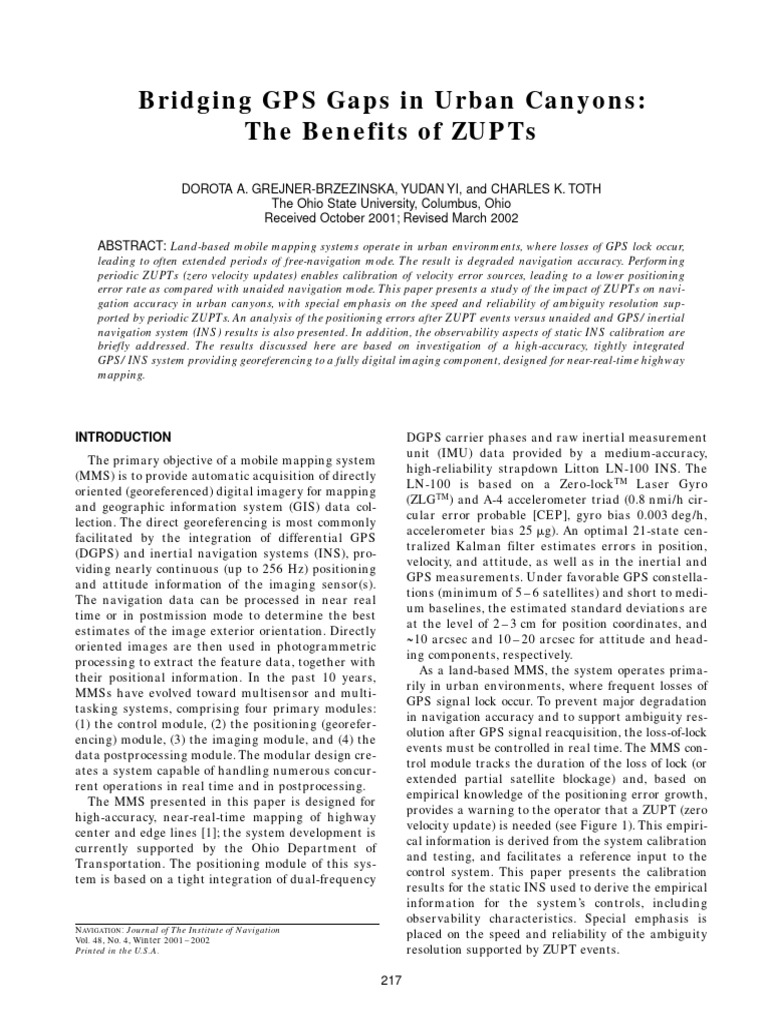Grejner Brzezinska2001 | PDF | Inertial Navigation System | Global Positioning System