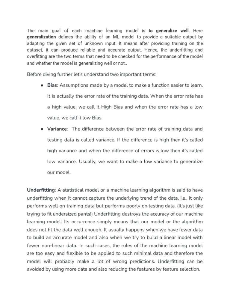 Understanding Overfitting and Underfitting | PDF | Machine Learning | Statistical Theory