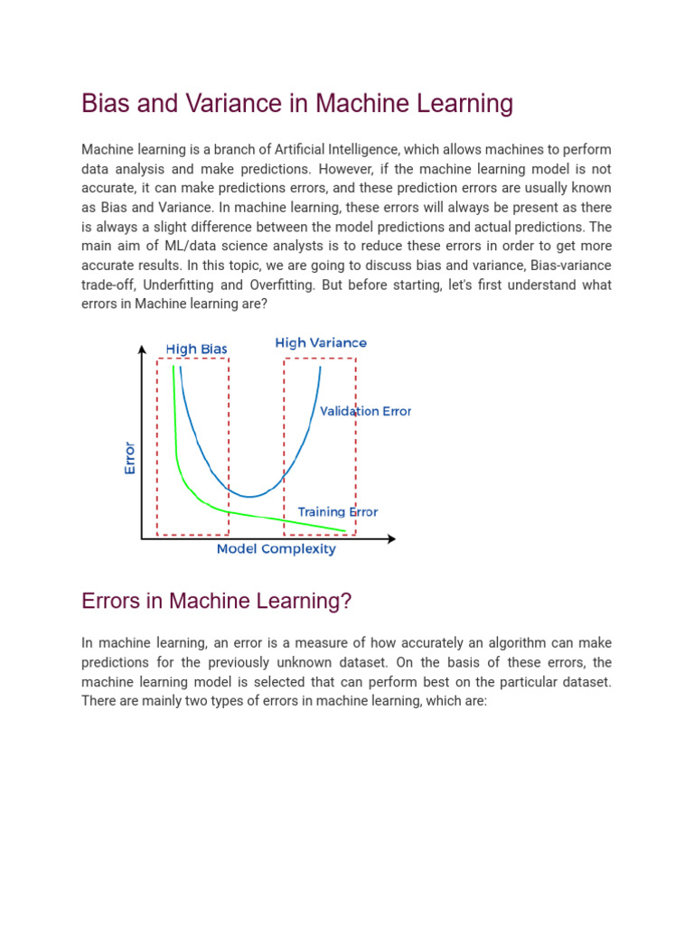 Bias, Variance, and Tradeoff | PDF | Machine Learning | Linear Regression
