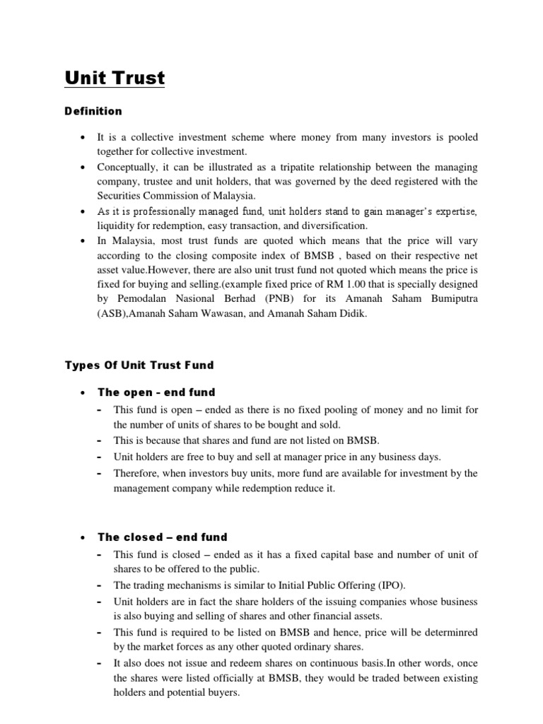 Unit Trust | Investing | Valuation (Finance)