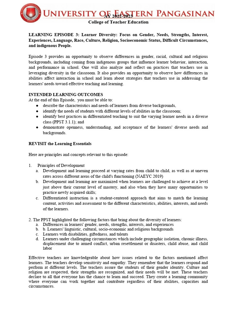 FS 1 Learning Episode 3 | Download Free PDF | Differentiated ... FS 1 Learning Episode 3 | Download Free PDF | Differentiated ...