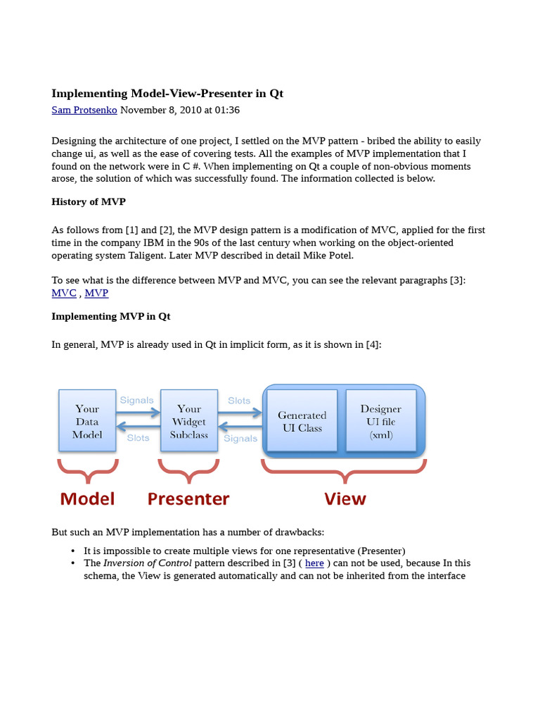 Implementing Model View Presenter In Qt Pdf Object Oriented Programming Class Computer 0376