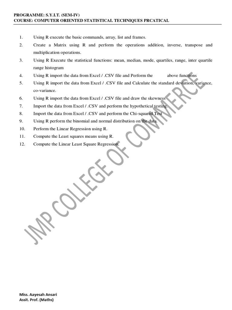 R-Practical questions-Sem-IV | PDF | Matrix (Mathematics) | Standard Deviation