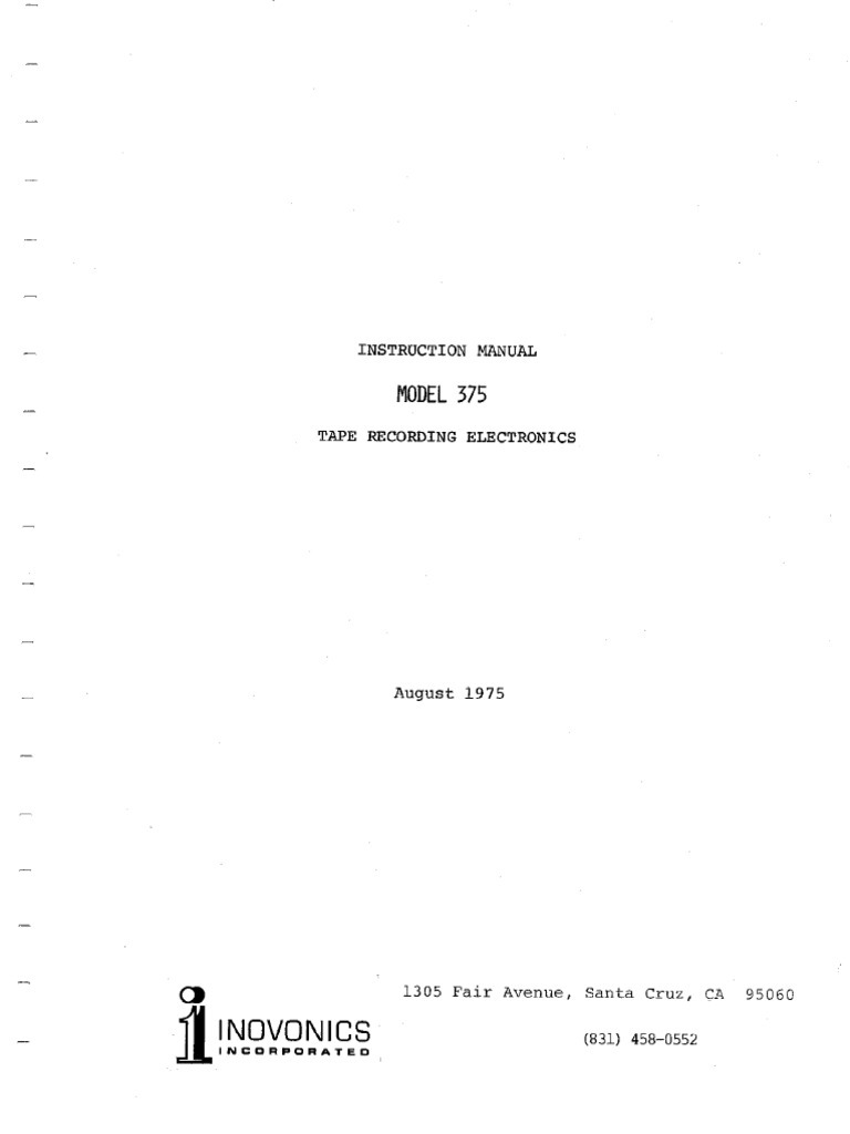 Model 375 Manual | PDF