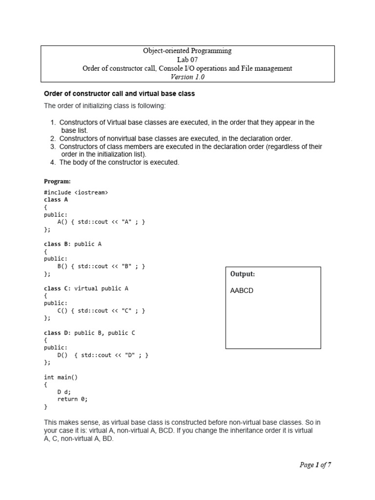 Lab 07 Pdf Namespace Constructor Object Oriented Programming 7695