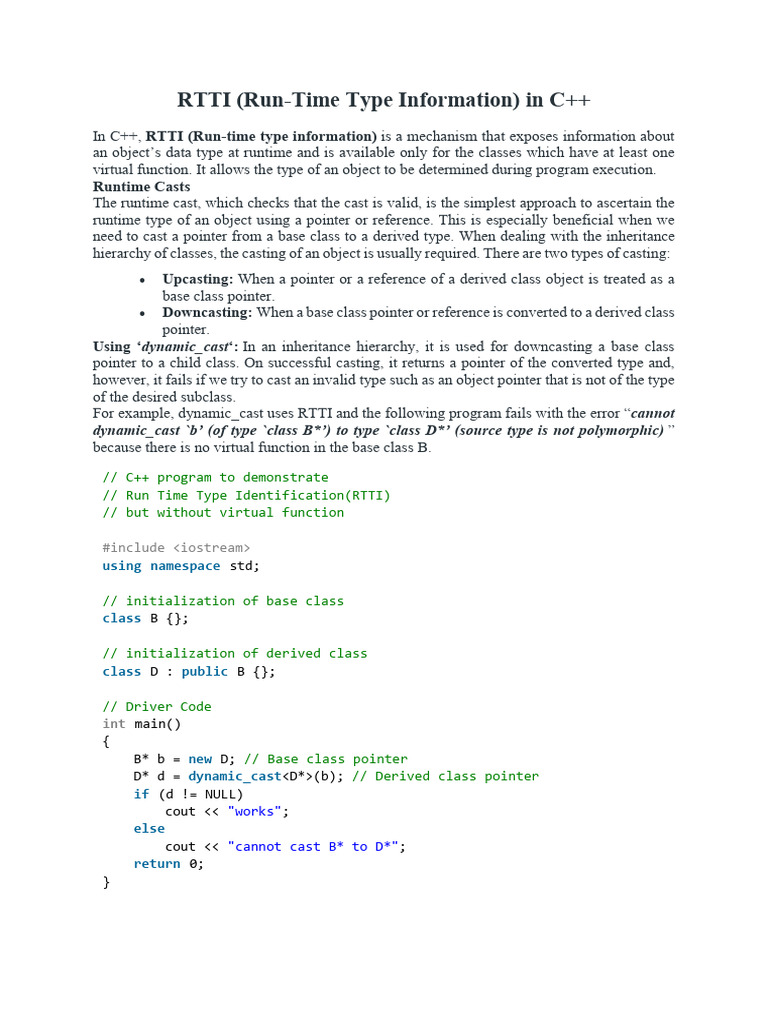 Lab 09 - RTTI, EH, NS | PDF | Class (Computer Programming) | Computer Programming