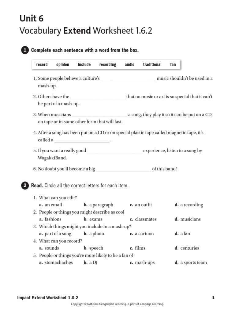 Owi Bre l01 U06 02 Worksheet | PDF | Disc Jockey