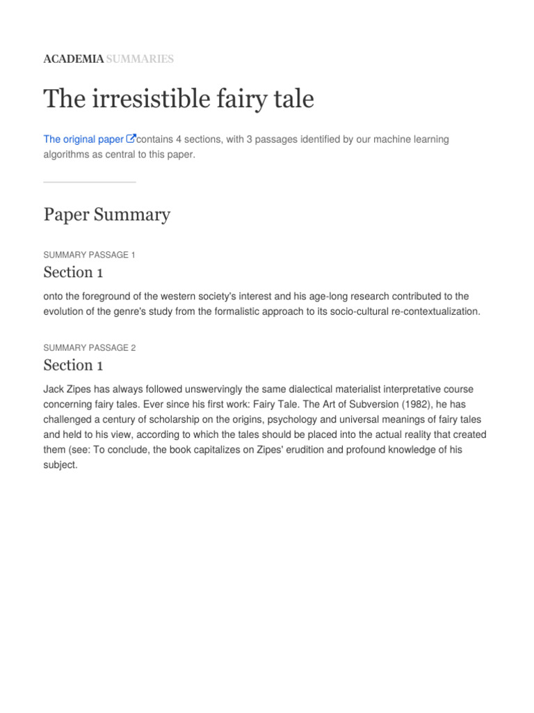 Insights on Fairy Tale Evolution | PDF