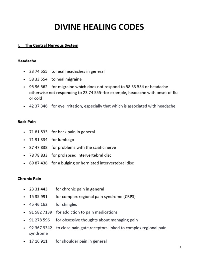 Divine Healing Codes | PDF | Lung | Respiratory Diseases