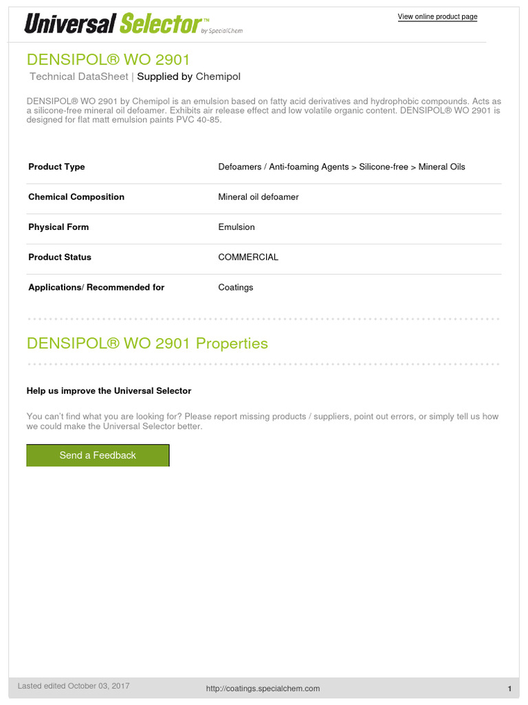 DENSIPOL® WO 2901 - Chemipol | PDF