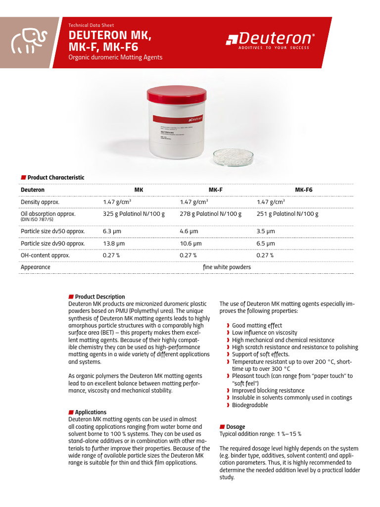 Deuteron MK Matting Agents Overview | PDF | Materials Science ...