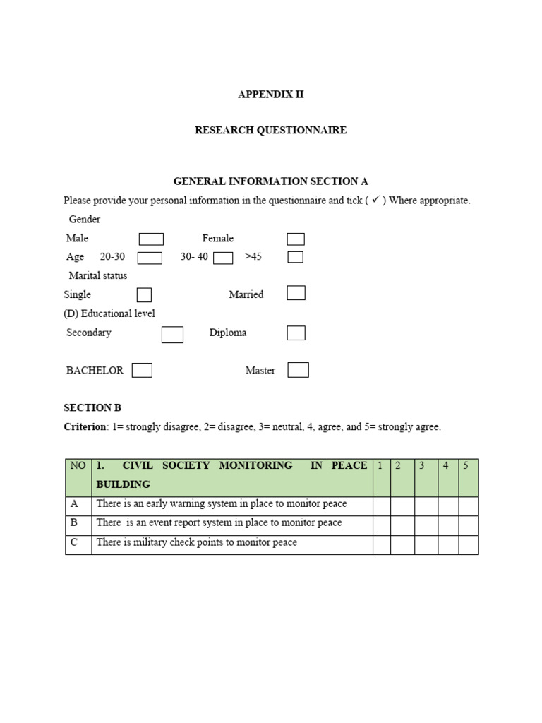 Civil Society Peace Building Questionnaire | PDF