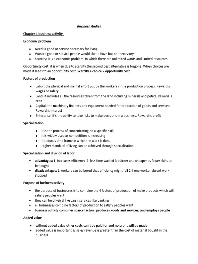 Business Studies | Download Free PDF | Opportunity Cost | Cost