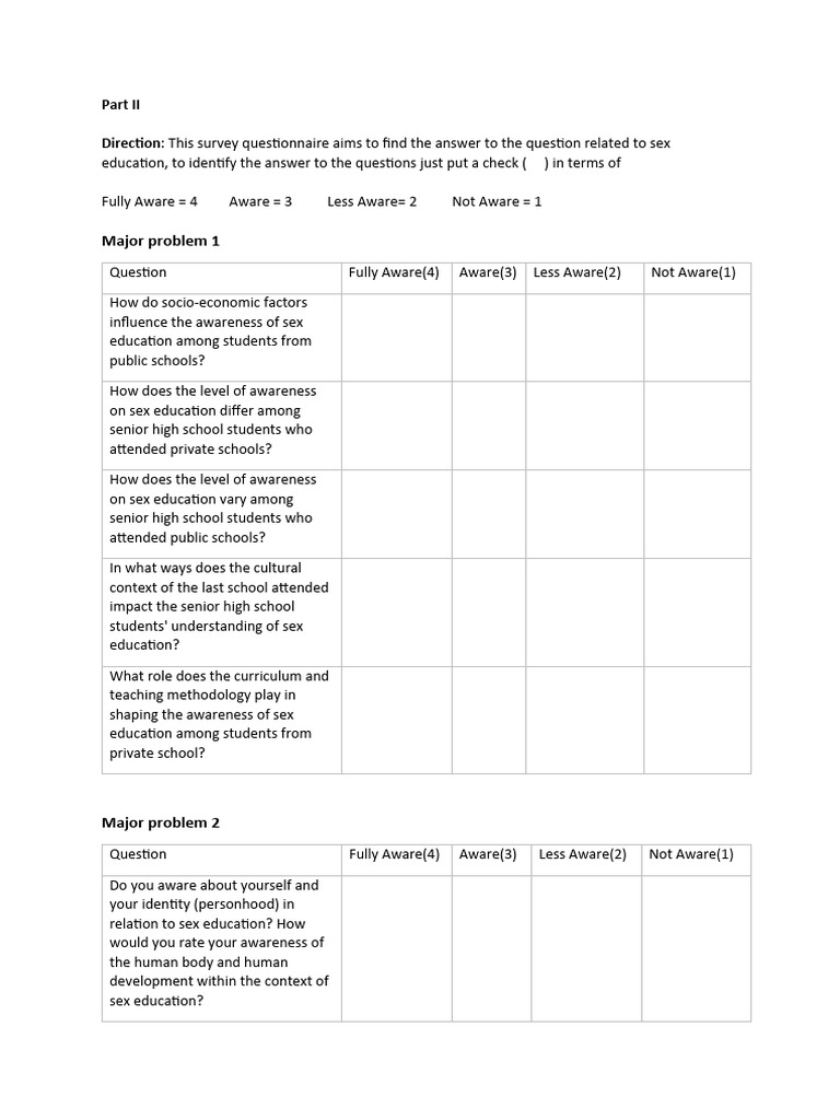 Eapp Questionnaire Pdf Sex Education Sexually Transmitted Infection