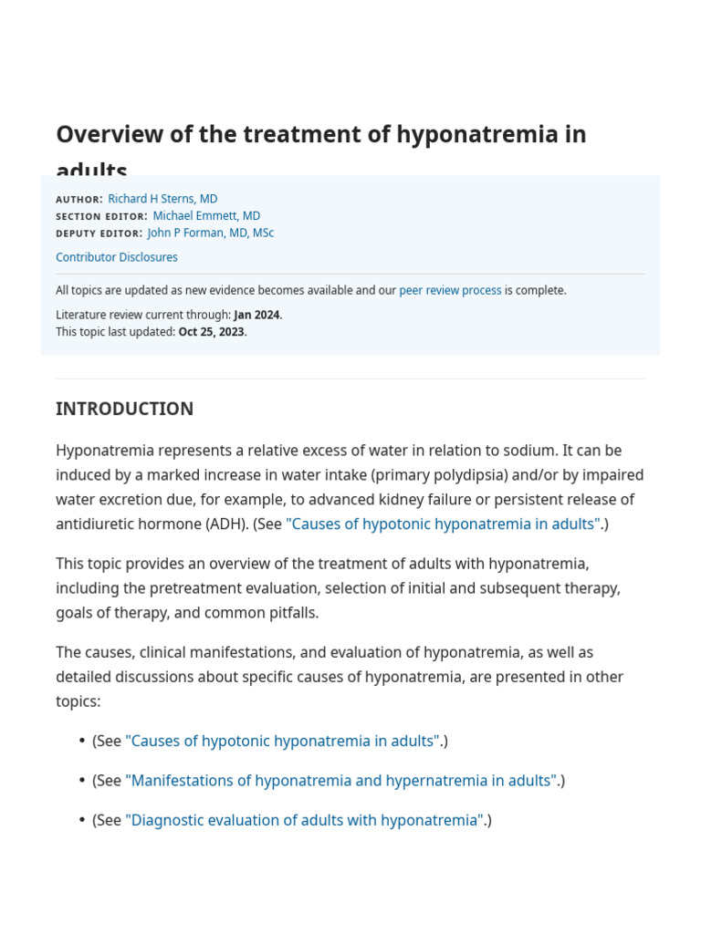 Overview_of_the_treatment_of_hyponatremia_in_adults_UpToDate | PDF ...
