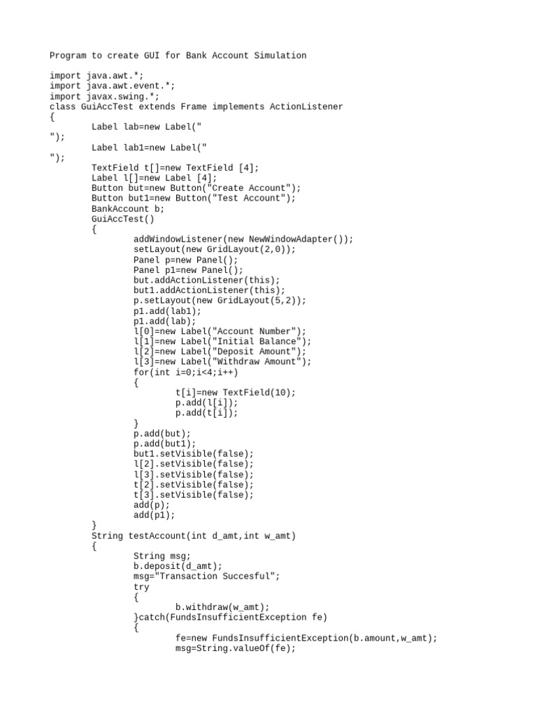 Program to Create GUI for Bank Account S | PDF | Computer Programming ... Program to Create GUI for Bank Account S | PDF | Computer Programming ...