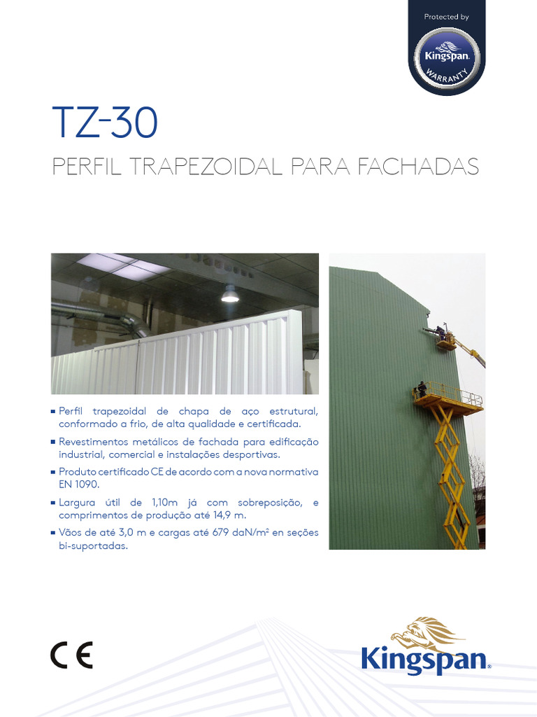 Kingspan - TZ-30 Facade Cladding - Datasheet - Spain - PT | PDF | Metais