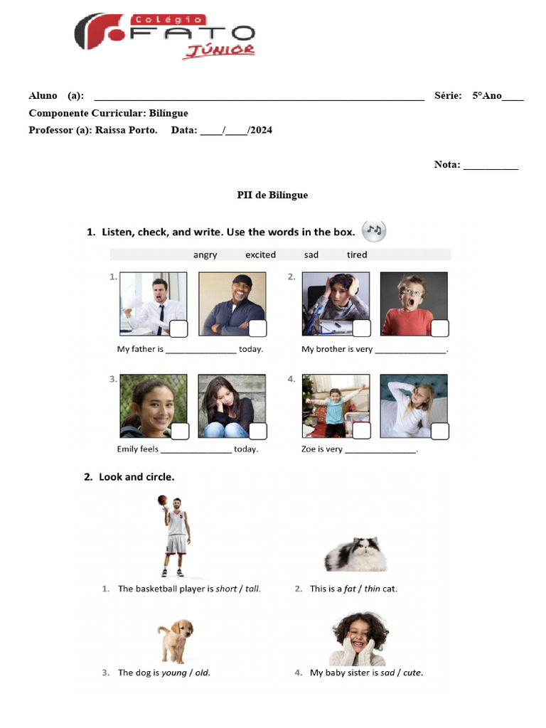 5th Grade Bilingual Assessment Template | PDF