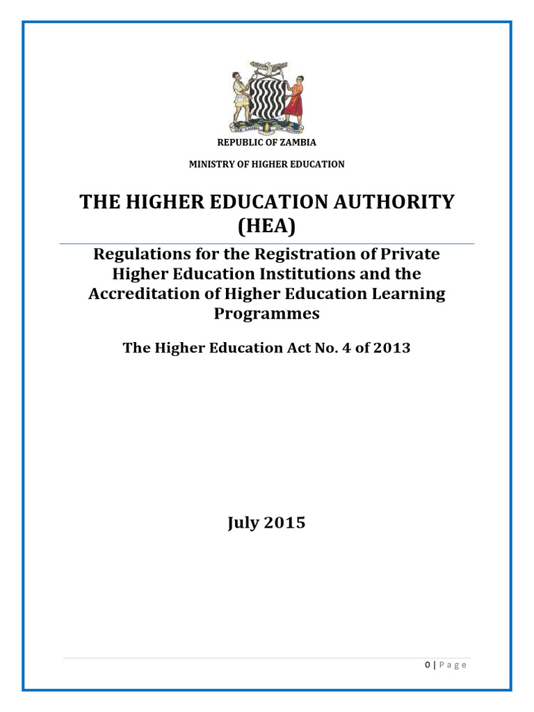Zambia Private Higher Education Regulations | PDF | Safety | Regulatory ...