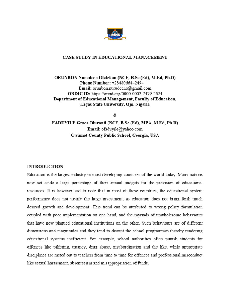 CASESTUDYINEDUCATIONALMANAGEMENTOnline | PDF | Case Study | Methodology