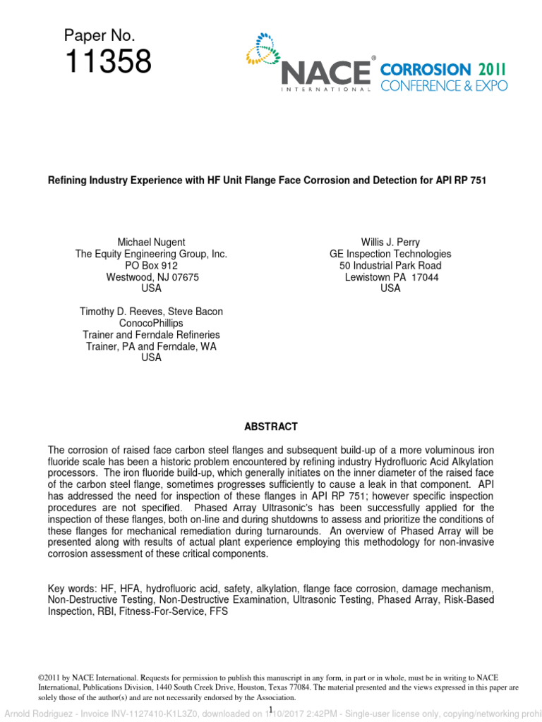 11358 Refining Industry Experience with HF Unit Flange Face Corrosion ...