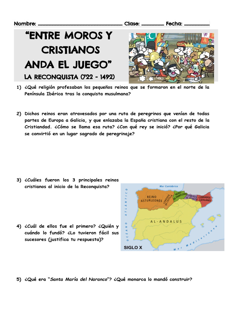 Actividad - Entre Moros y Cristianos - PEQUEÑA HISTORIA DE ESPAÑA | PDF ...